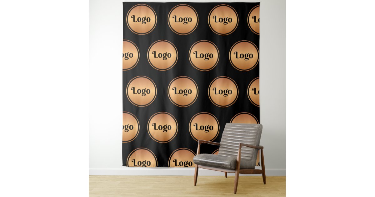Black and Gold Round Logo Step and Repeat Classic Tapestry | Zazzle