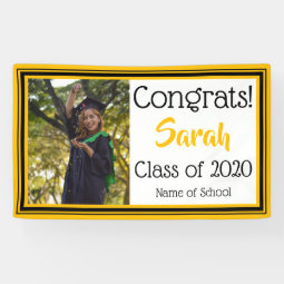 Black and Gold School Colors Photo Banner | Zazzle