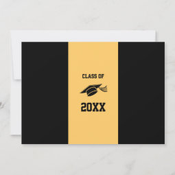 Black and gold School Colors Photos Graduation Invitation | Zazzle