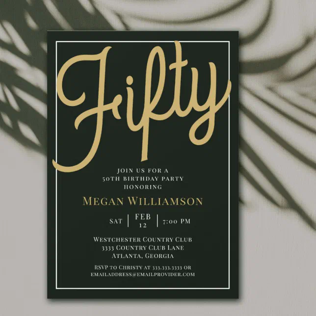 Black and Gold Script 50th Birthday Invitation | Zazzle