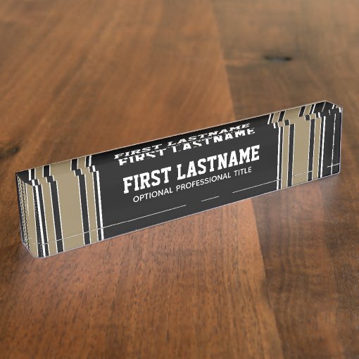 Black and Gold Sports Jersey Name - Can EDIT Color Nameplate | Zazzle