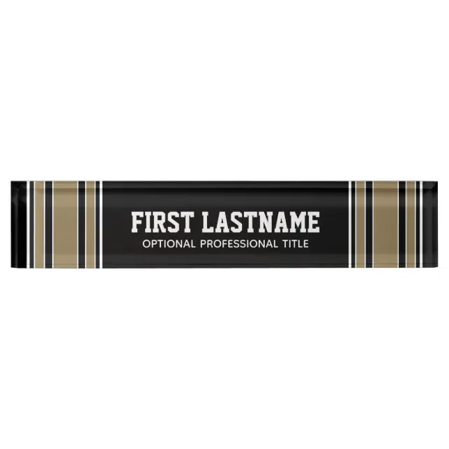Black and Gold Sports Jersey Name - Can EDIT Color Nameplate | Zazzle