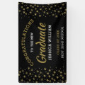 Black And Gold Stars Congrats Grad Graduation 2022 Banner | Zazzle