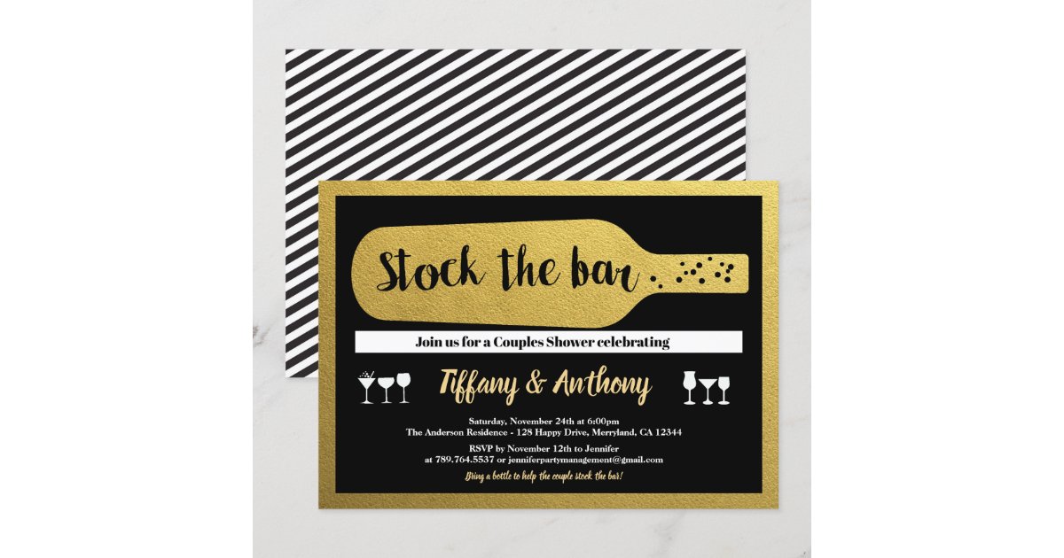 Black and gold stock the bar invitation glam | Zazzle