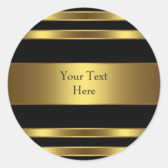 Black and Gold Stripe Classic Round Sticker | Zazzle.com