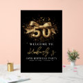 Black And Gold Typography Fifty 50th Birthday Acrylic Sign | Zazzle