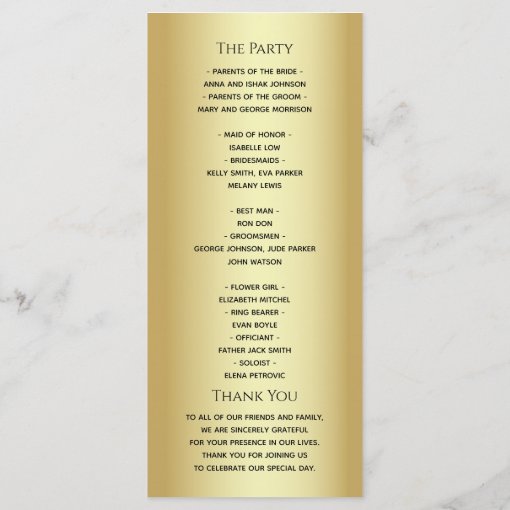 Black and Gold Wedding Program | Zazzle