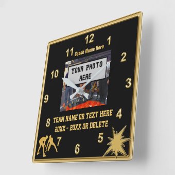 Black and Gold Wrestling Clocks Your Photo, Text | Zazzle