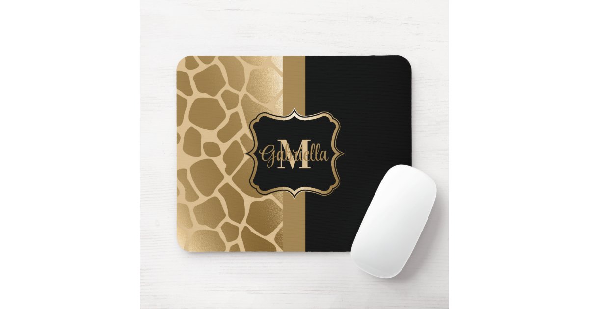 Black and Golden Giraffe Pattern Mouse Pad | Zazzle