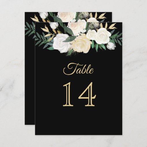 Black and Golden Table Number Cards | Zazzle