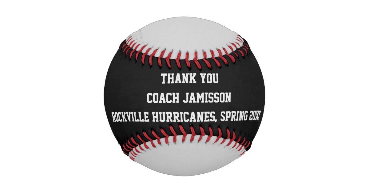 Black and Gray Baseball, Thank You Coach, simple Baseball | Zazzle