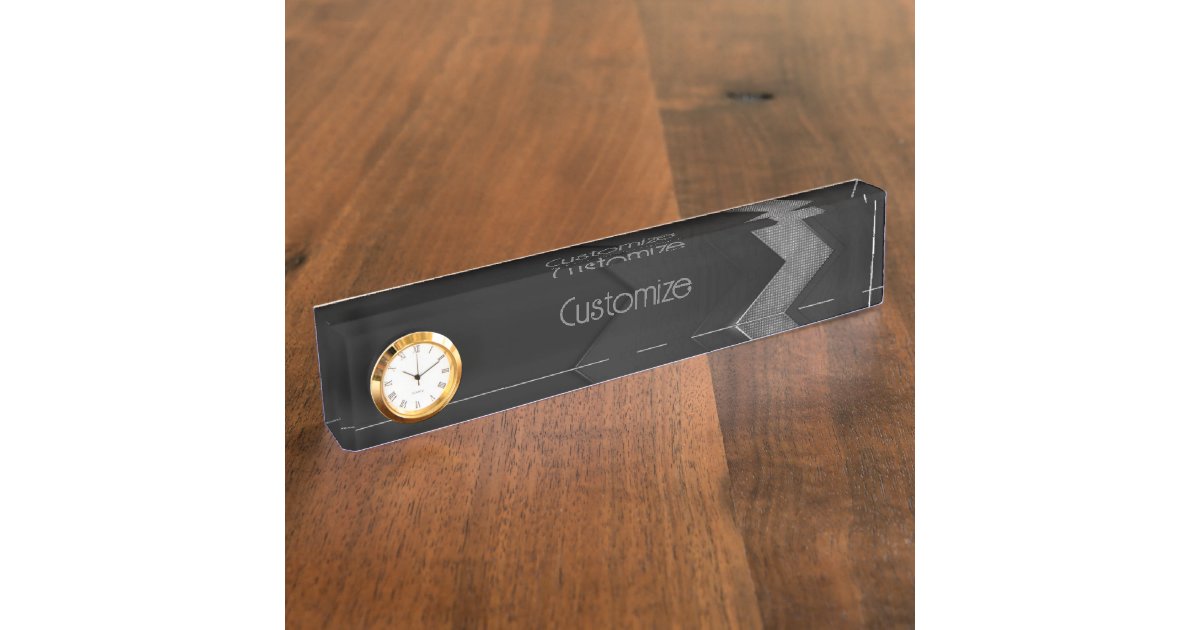 Black And Gray Chevron Desk Name Plate | Zazzle