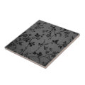 black and gray flower pattern tile | Zazzle