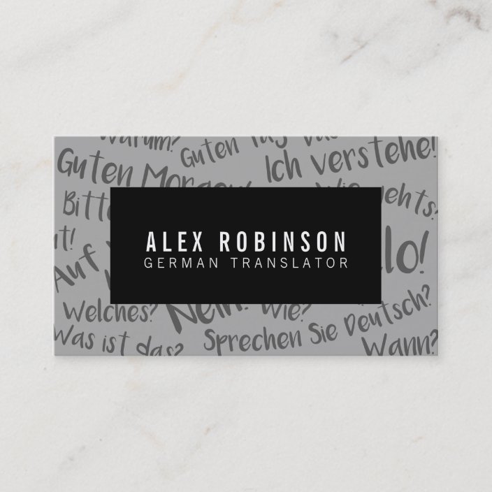 Black and gray german translator business card | Zazzle.com