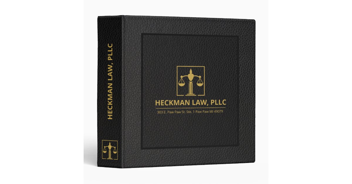 Black and Gray Leather Texture Gold Justice Scale 3 Ring Binder | Zazzle