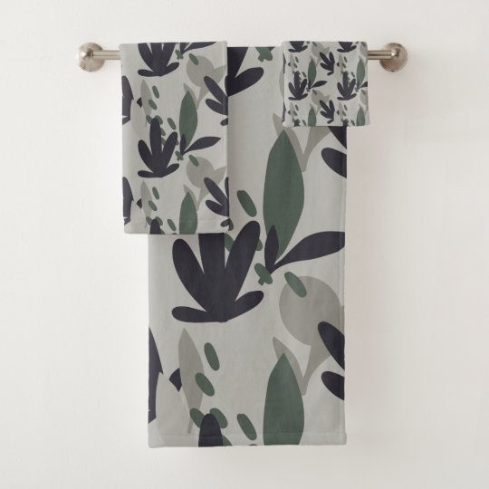 Black and Green Camouflage Floral Pattern Bath Towel Set | Zazzle.com