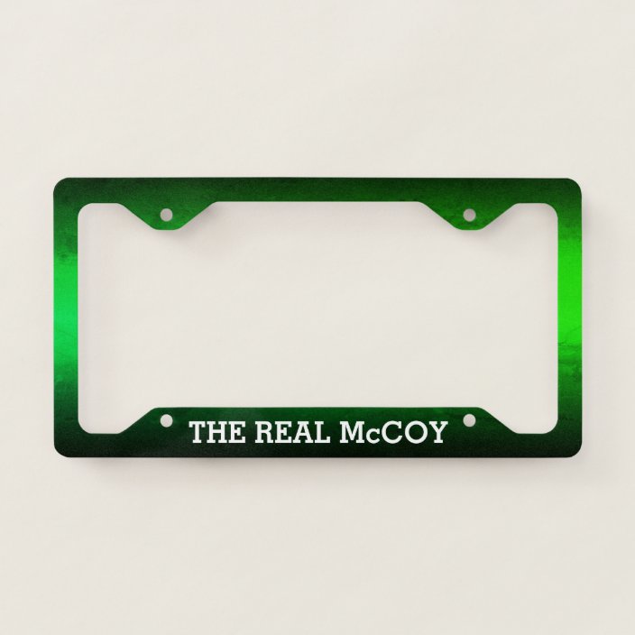 Black and Green Gradient with YOUR TEXT on White License Plate Frame ...