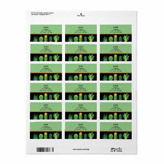 Black and Green Succulent Plants Address Label | Zazzle