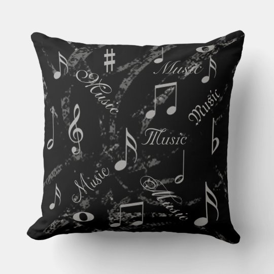 Black and Grey Music Notes Throw Pillow | Zazzle.com