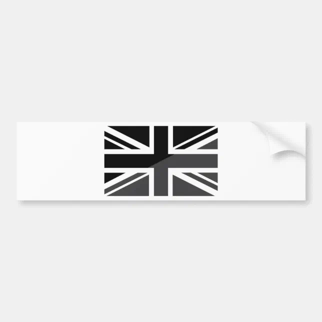 Black and grey Union Jack British(UK) Flag Bumper Sticker | Zazzle