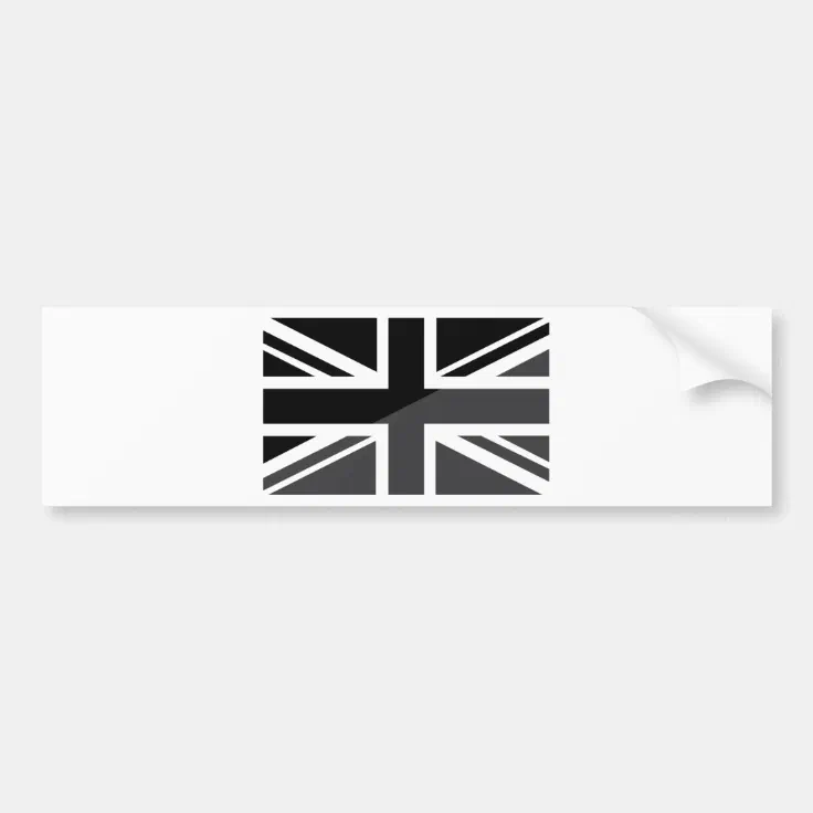 Black and grey Union Jack British(UK) Flag Bumper Sticker | Zazzle