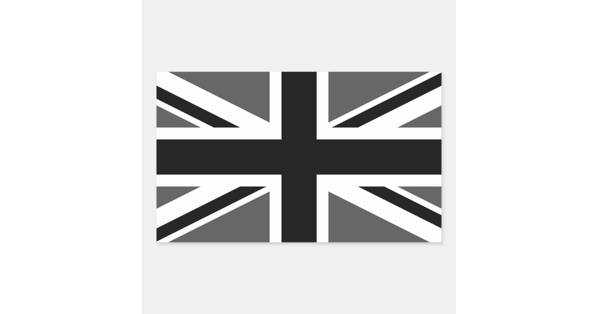 Black and Grey Union Jack Rectangular Sticker | Zazzle