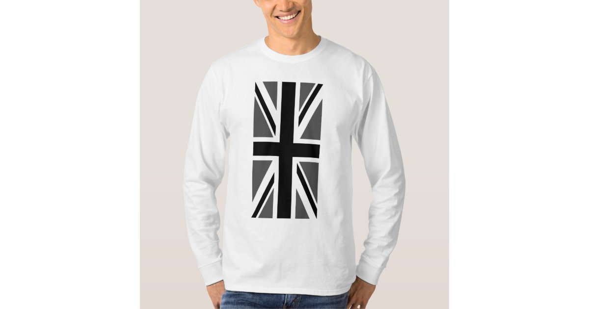 Black and Grey Union Jack T-Shirt | Zazzle