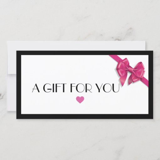 Black and Hot Pink heart logo gift certificate | Zazzle
