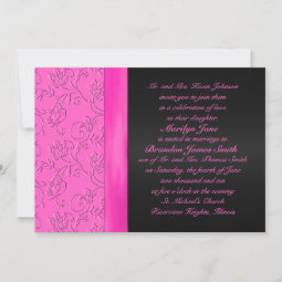 Black and Hot Pink Jeweled Wedding Invitation | Zazzle