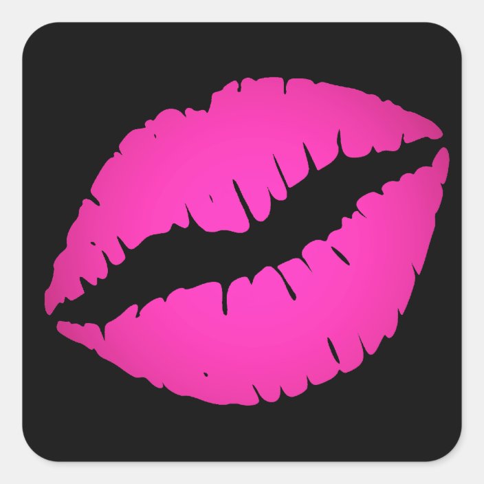 Black and Hot Pink Kiss Print Square Sticker | Zazzle.com