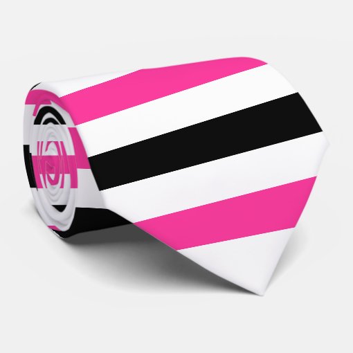 Black and Hot Pink Stripes Pattern Modern White Neck Tie | Zazzle