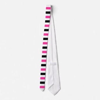 Black and Hot Pink Stripes Pattern Modern White Neck Tie | Zazzle