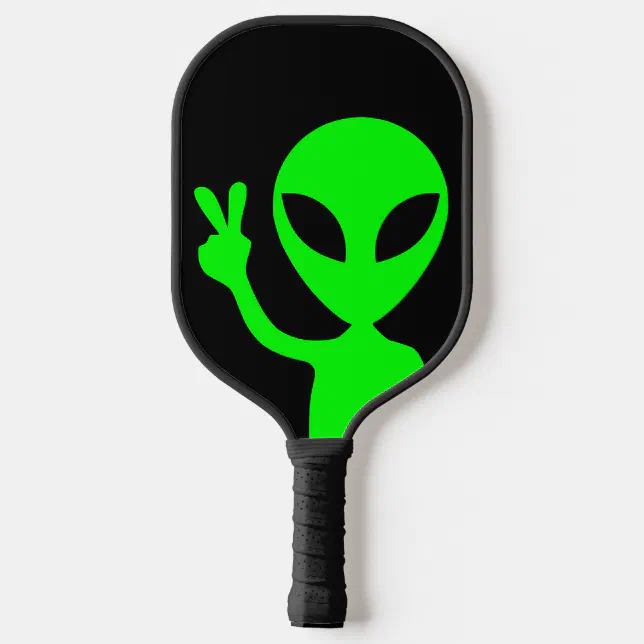 Black and Lime Green Alien Peace Sign Pickleball Paddle | Zazzle
