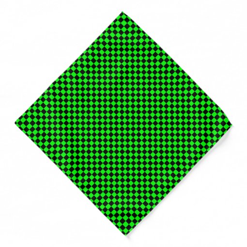 Black and Lime Green Checkered Pattern Bandana | Zazzle