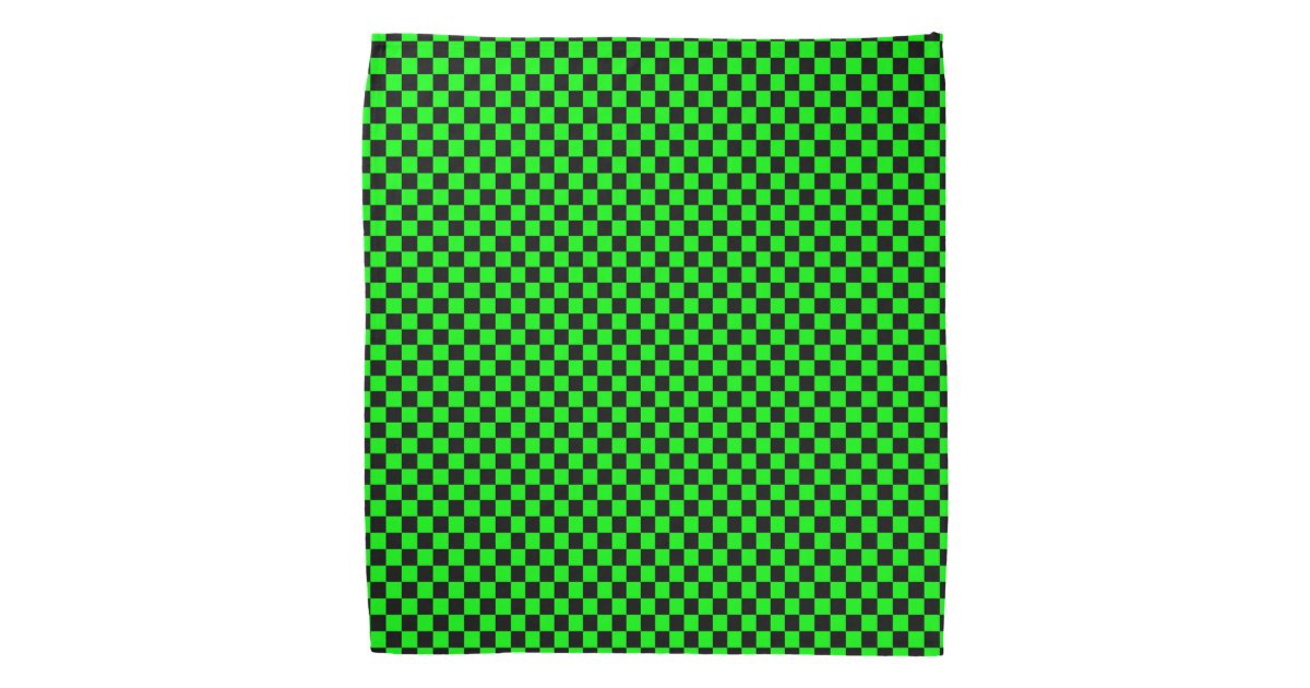 Black and Lime Green Checkered Pattern Bandana | Zazzle.com