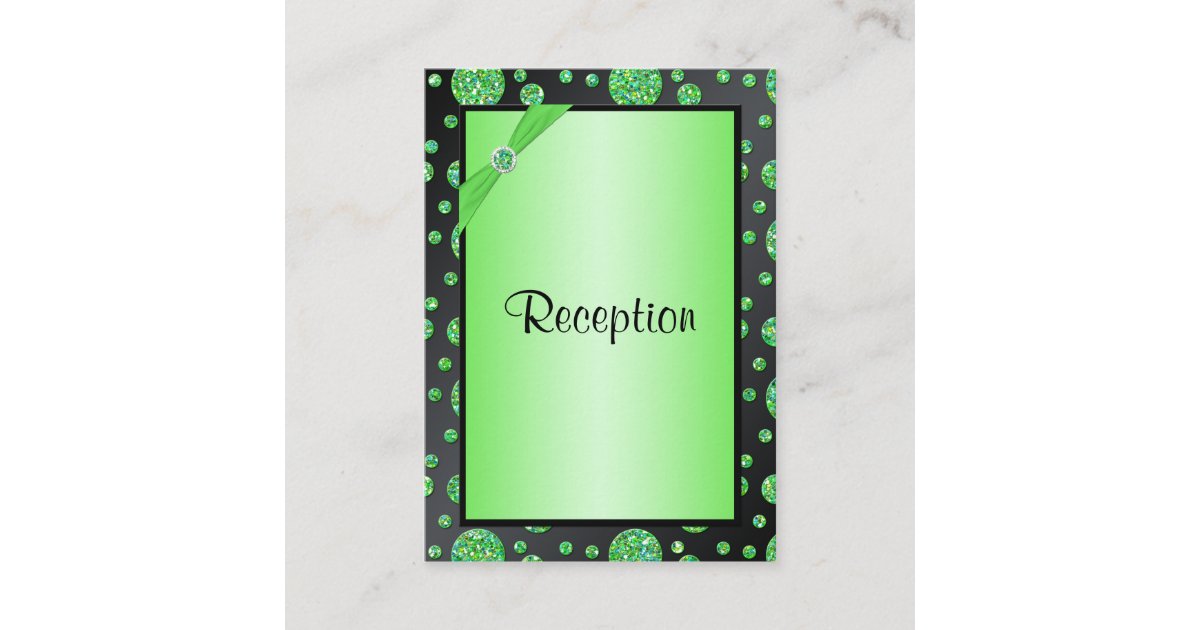 Black and Lime Polka Dots Enclosure Card | Zazzle