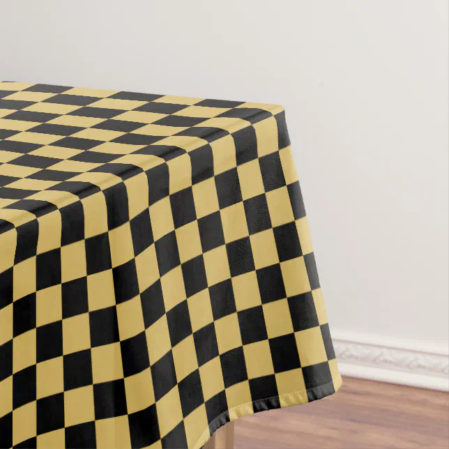 Black and Misted Yellow Checkered Tablecloth | Zazzle