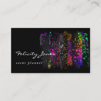 Black and Neon Brush Strokes Business Card | Zazzle