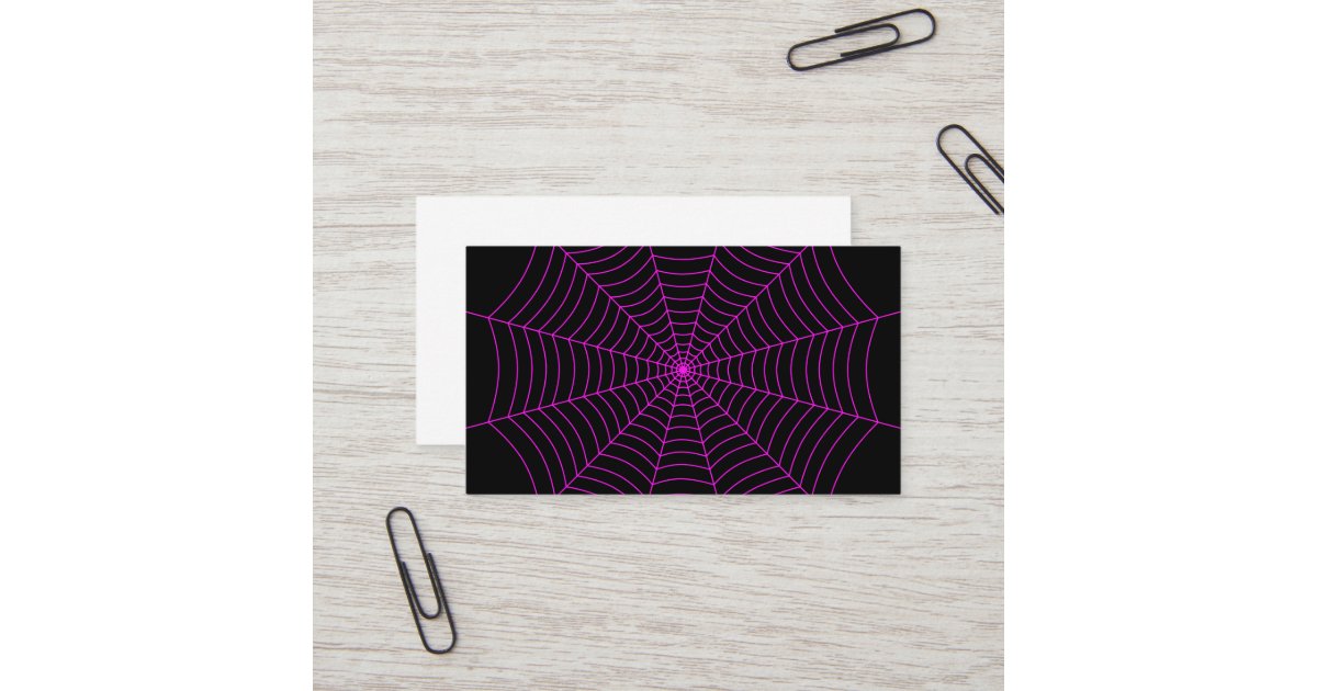 Black and neon pink spider web Halloween pattern Business Card | Zazzle