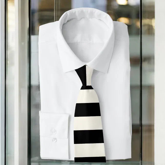 Black and Off-White Referee Stripes Pattern Neck Tie | Zazzle
