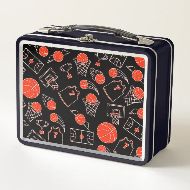 Black And Orange Basketball Theme Metal Lunch Box | Zazzle
