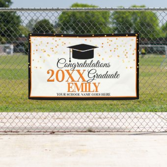 Black and Orange Congratulations Graduate Banner | Zazzle