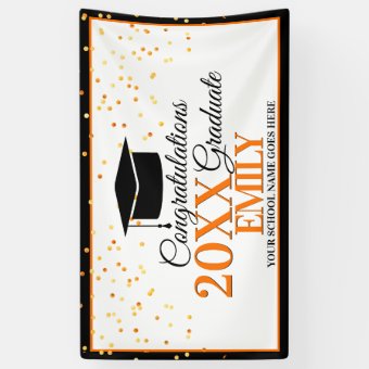 Black and Orange Congratulations Graduate Banner | Zazzle