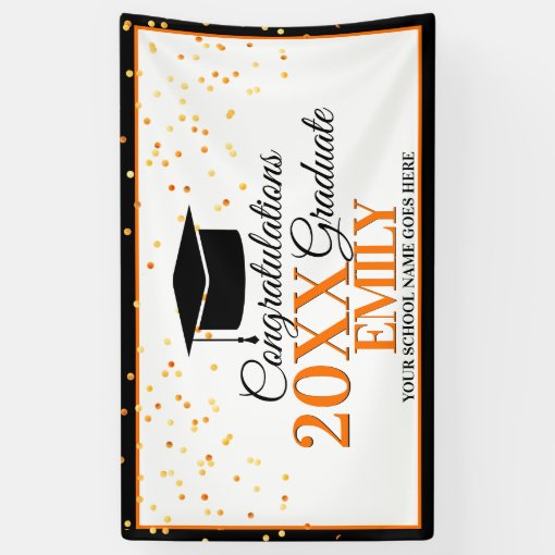 Black and Orange Congratulations Graduate Banner | Zazzle