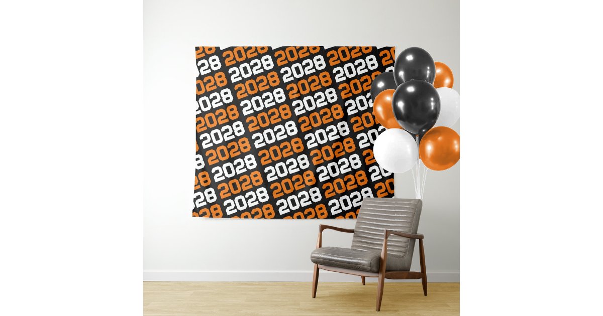 Black and Orange Graduation Backdrop | Zazzle