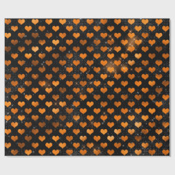 Black and Orange Heart Pattern Wrapping Paper | Zazzle