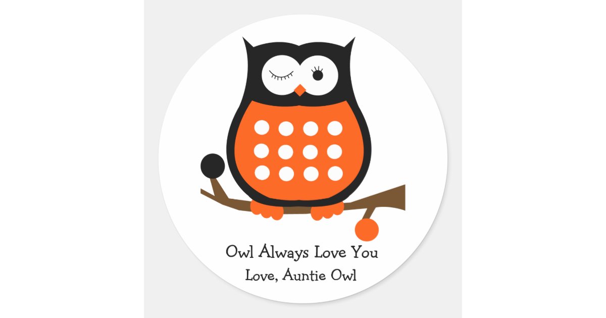 Black and Orange Owl Sticker | Zazzle