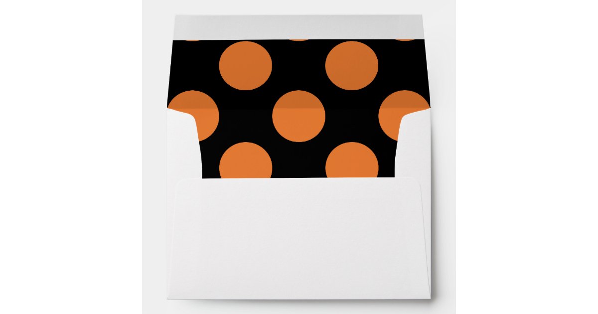 Black and Orange Polka Dots Envelope | Zazzle