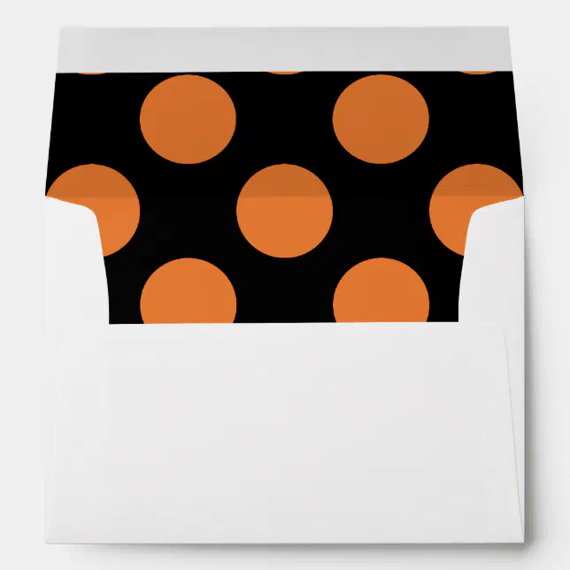 Black and Orange Polka Dots Envelope | Zazzle