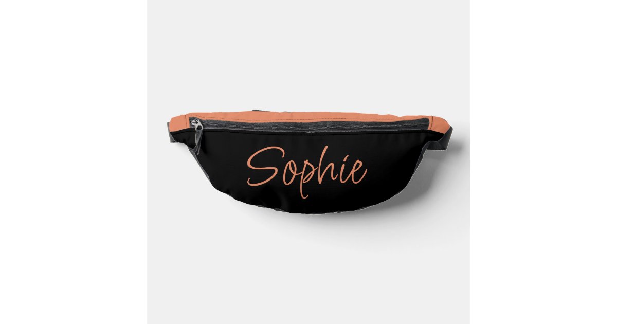 Black and Peach Name Typography Fanny Pack | Zazzle